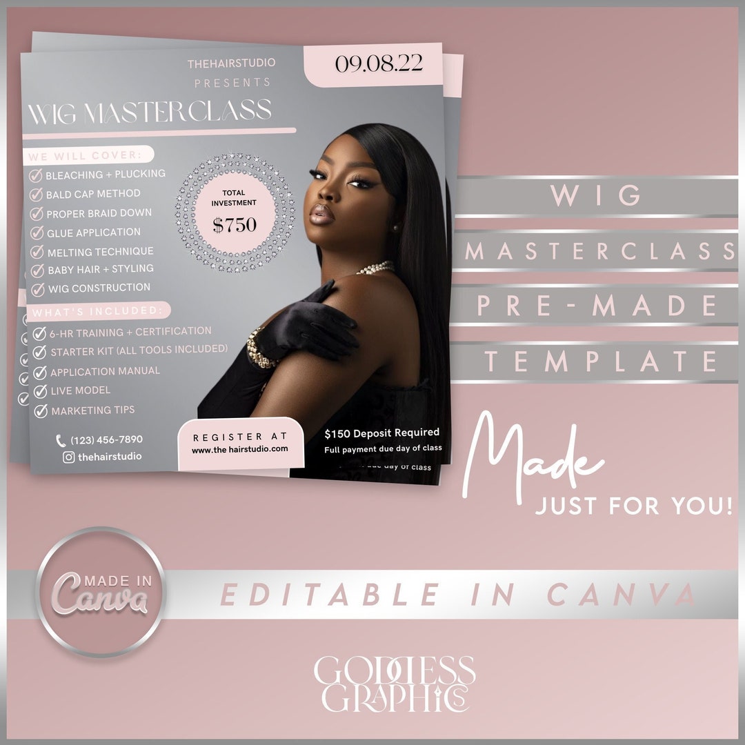 Wig Masterclass Flyer: DIY Hairstylist Canva Template (digital Product) - Etsy