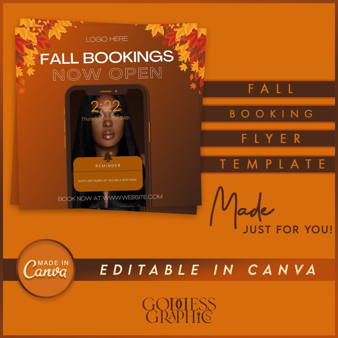 Fall Booking Flyer Template MADE IN CANVA Bookings Now - Etsy