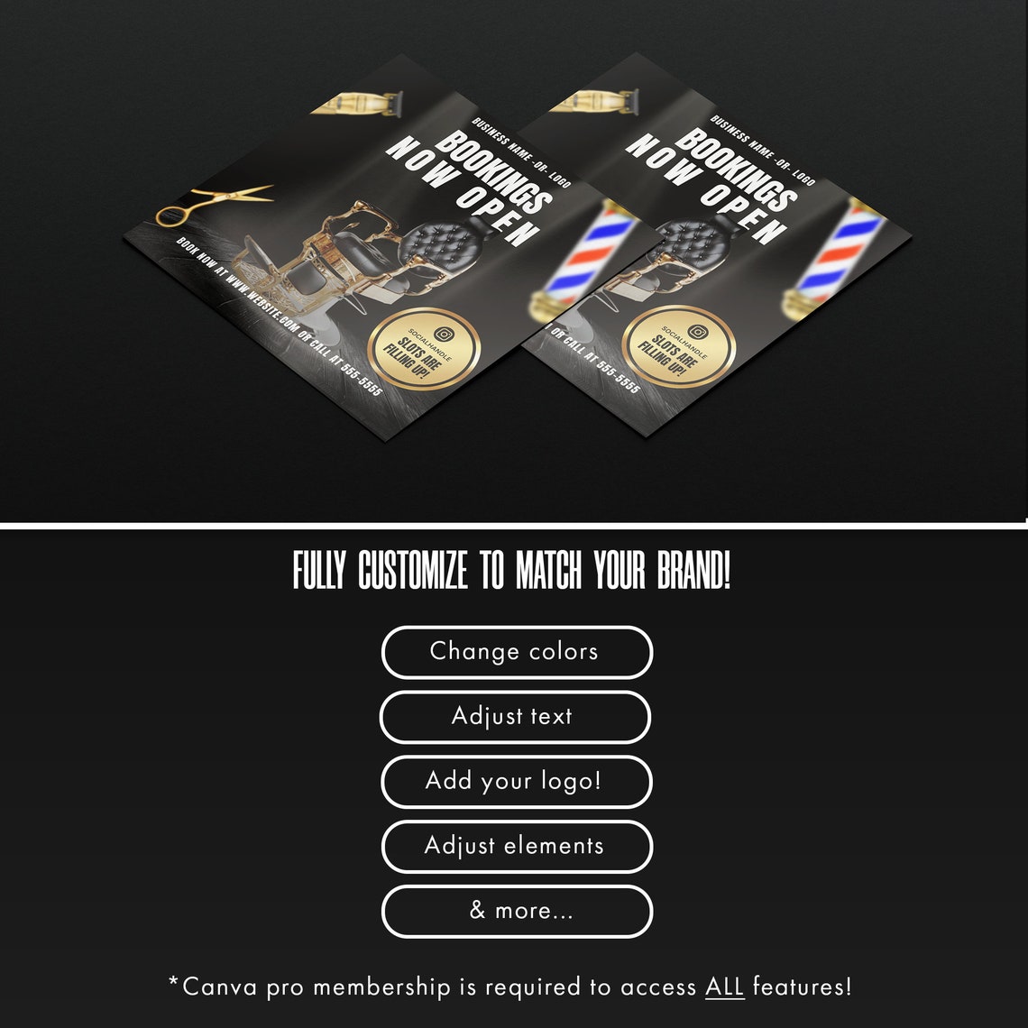 Barber Bookings Now Open Appointments Available Canva Flyer Template ...
