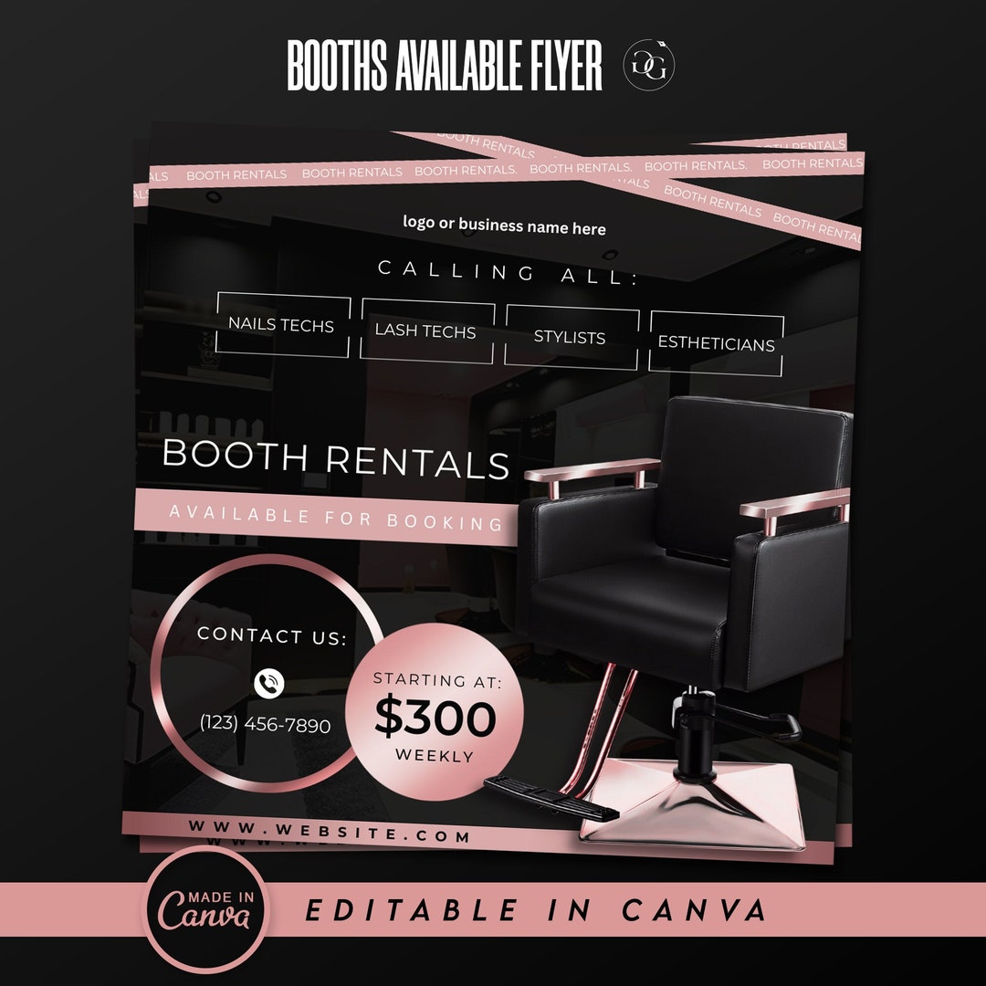 Booth Rentals Available Salon Suites Flyer Template Made in Canva - Etsy
