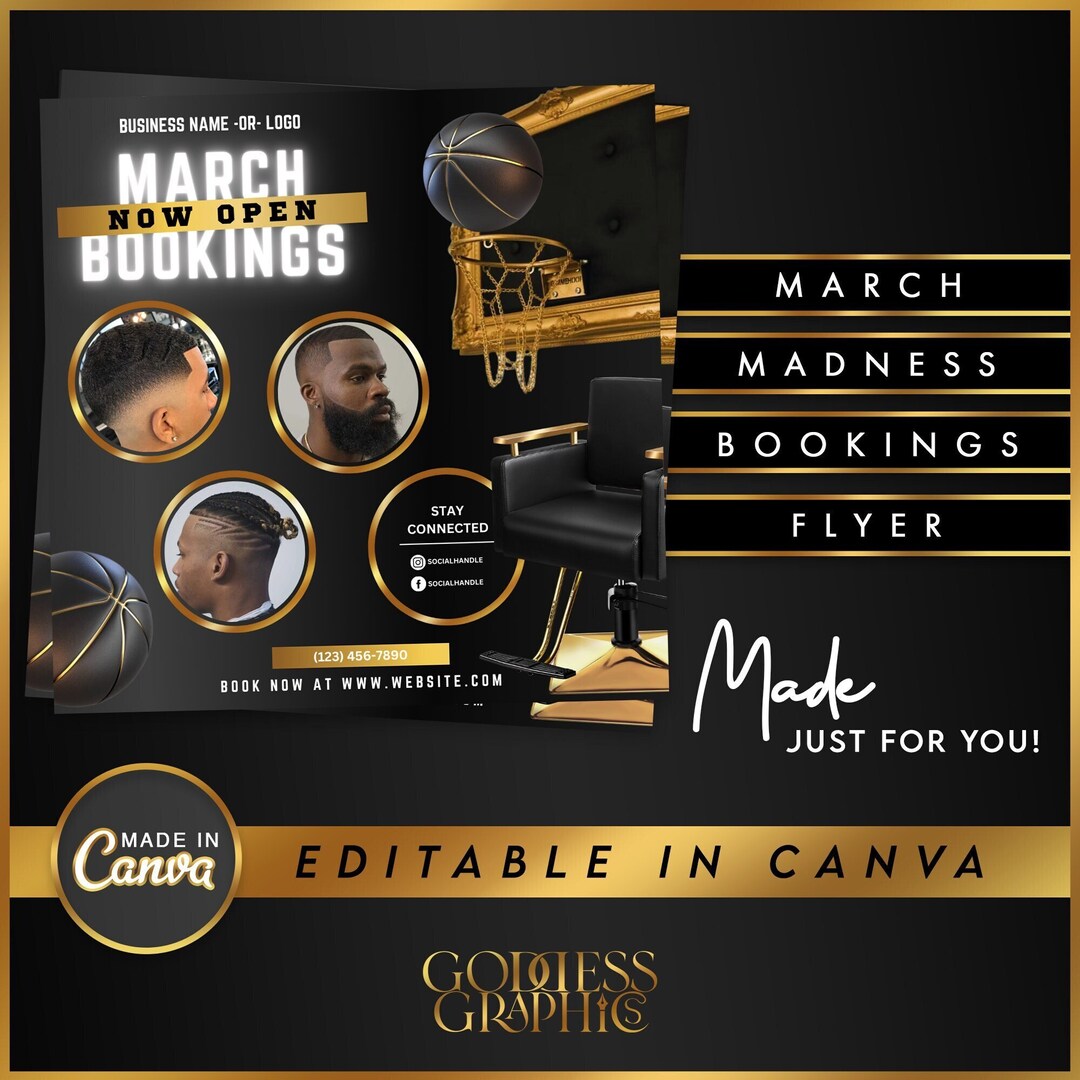 March Madness Bookings Barbershop Appointments Available Haircut Flyer ...