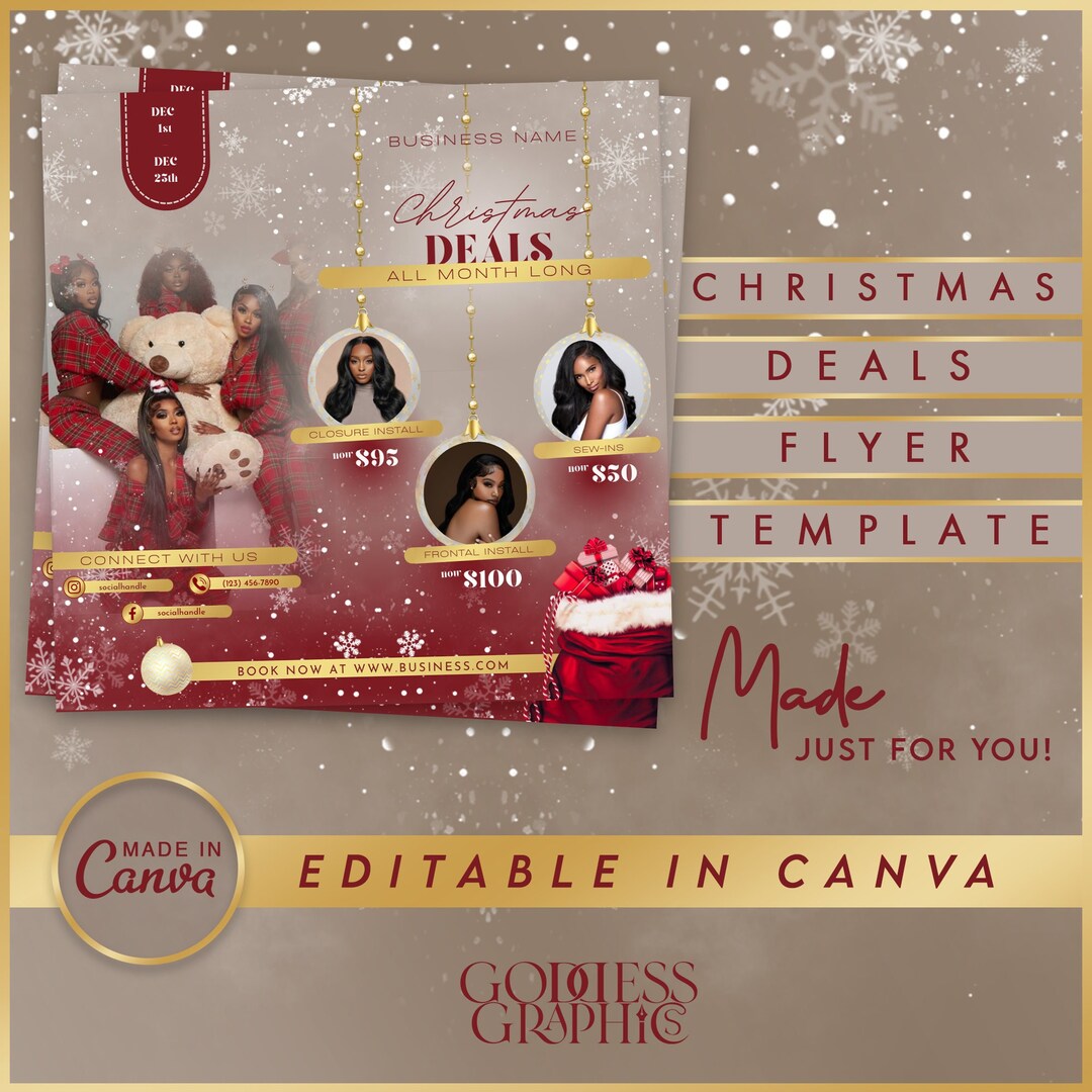 Christmas Deals Flyer Template: Salon & Beauty Social Media (made in ...