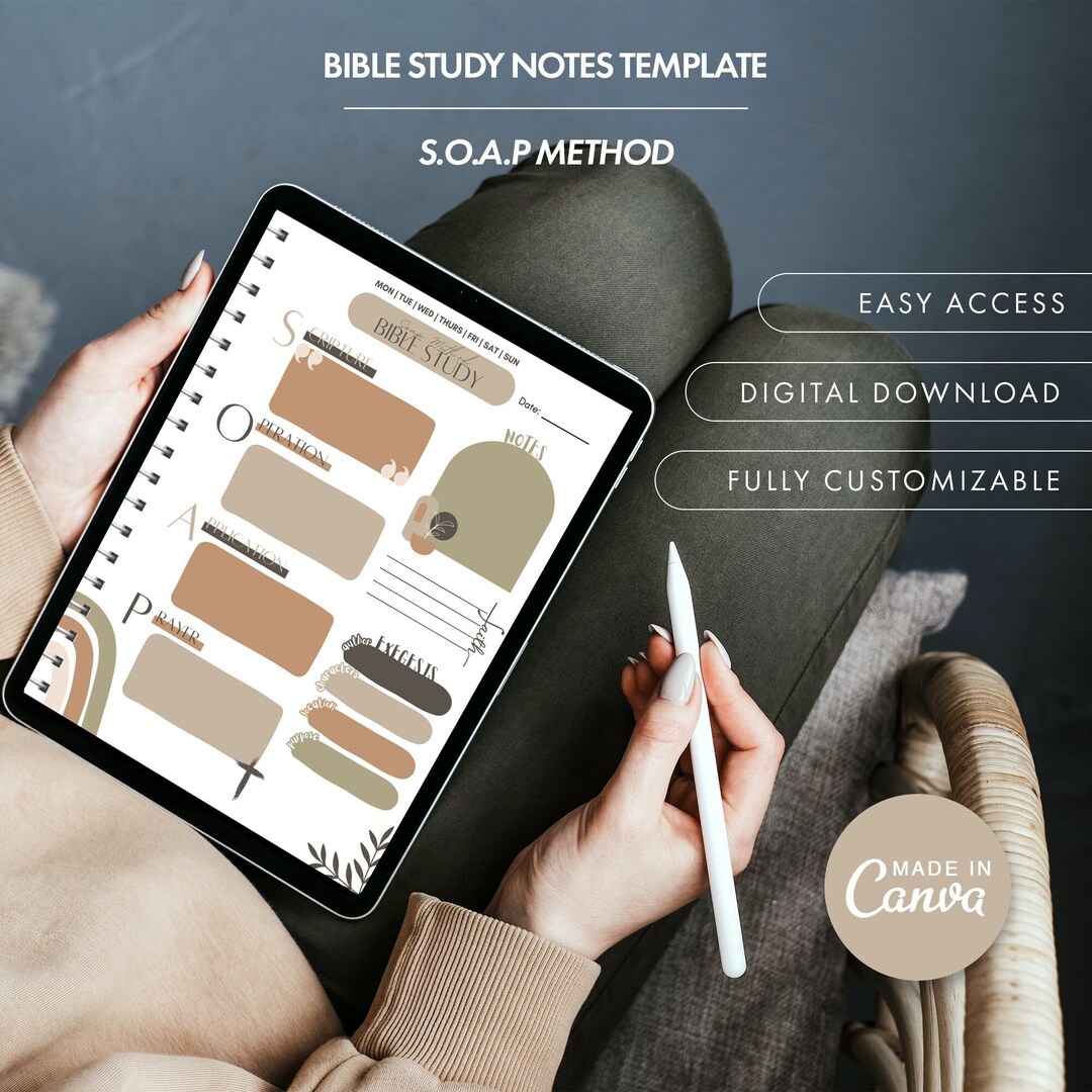 Bible Study Notes Template Digital PDF Instant Download SOAP Method ...