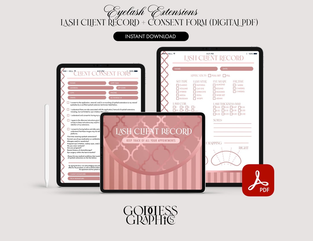 Lash Client Consent Record Digital PDF Instant Download Form for ...