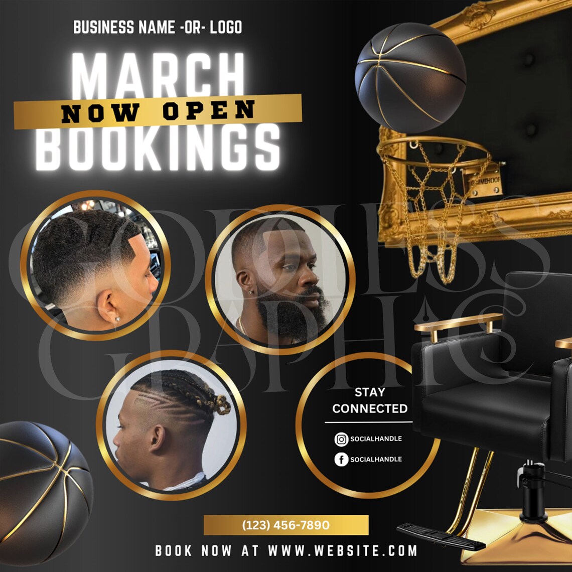 March Madness Bookings Barbershop Appointments Available Haircut Flyer ...
