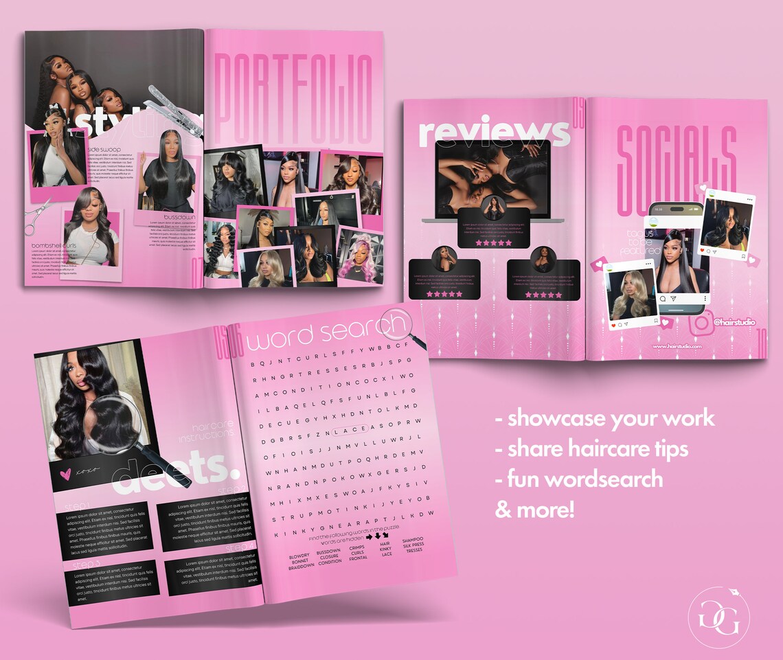 Beauty Magazine Template: Hair, Lashes, Nails (DIY Canva, Digital ...