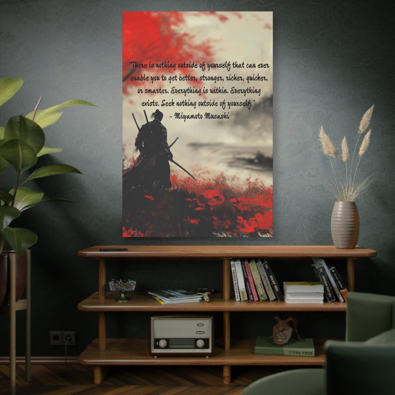 Wall Art, Miyamoto Musashi Quote Canvas, Samurai Motivational Office ...