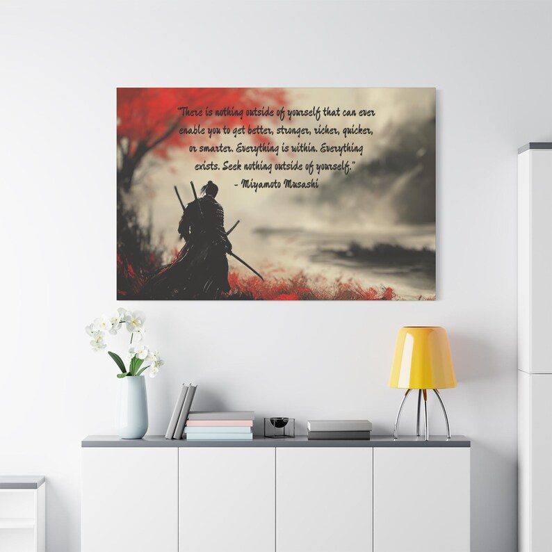 Wall Art, Miyamoto Musashi Quote Canvas, Samurai Motivational Office ...