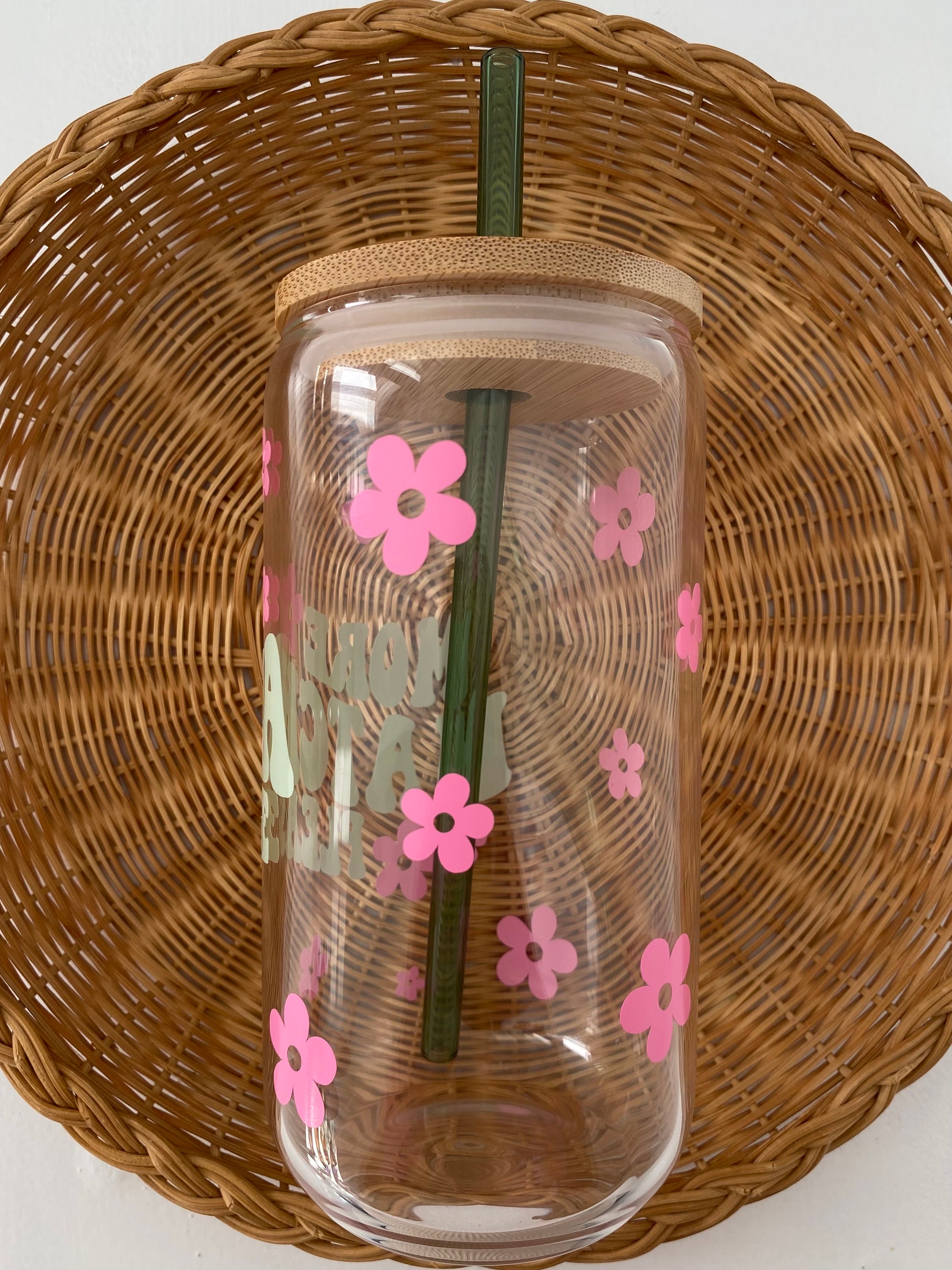 Matcha Glass Cup, Cute Aesthetic Glass Cup, More Matcha Please - Etsy