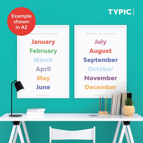 Months of the Year Wall Print | Etsy