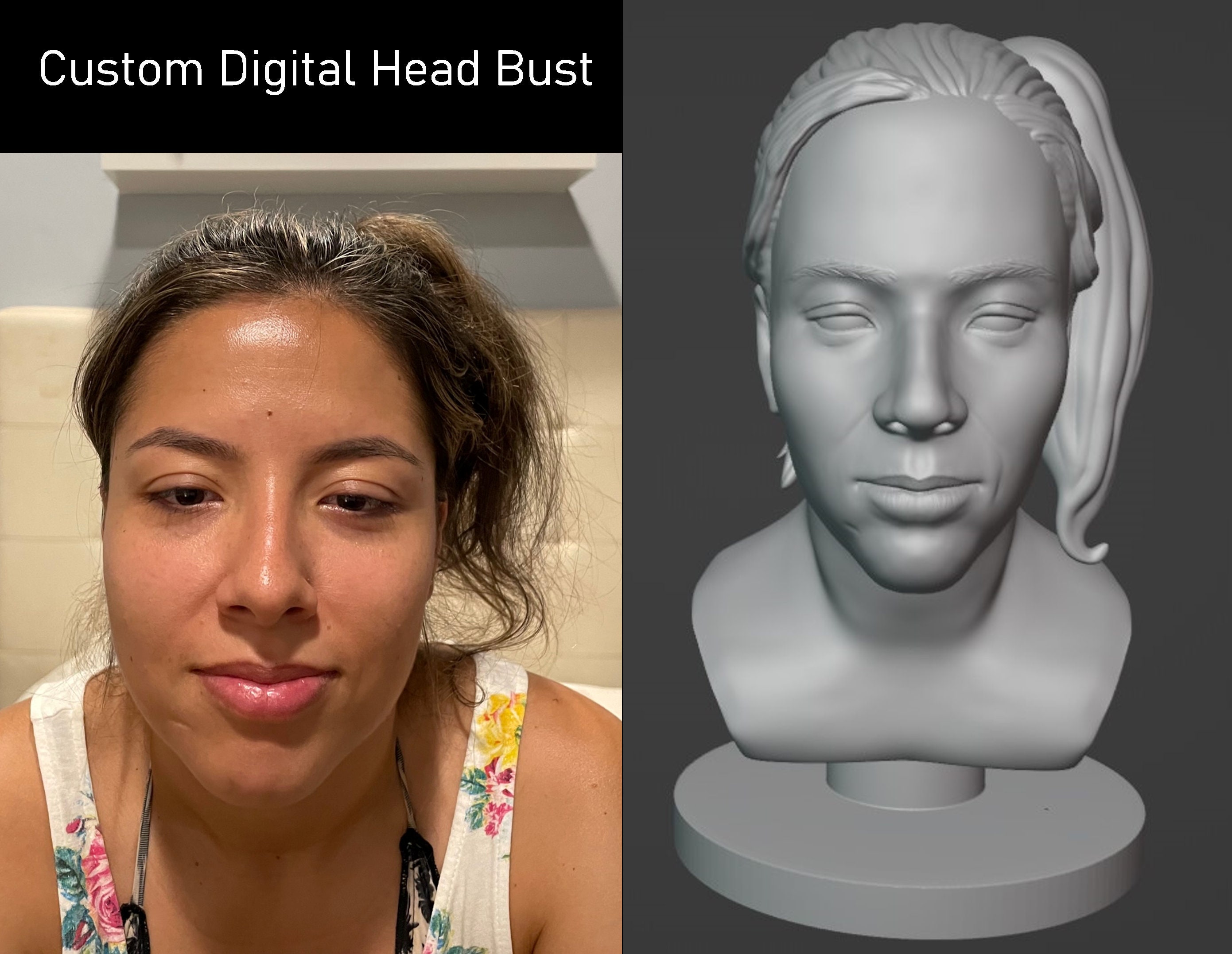 Personalized Digital Head Bust | STL File of Your Head | Digital Face ...