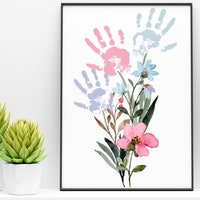 Mother's Day Handprint Art: Floral Bouquet DIY Keepsake (printable) - Etsy