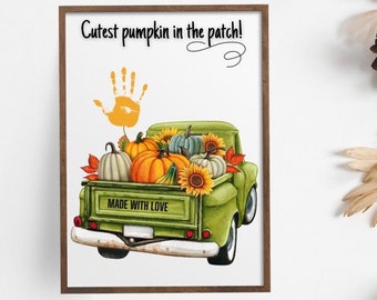 Cutest Pumpkin in the Patch Handprint Fall Printable Preschool Craft ...