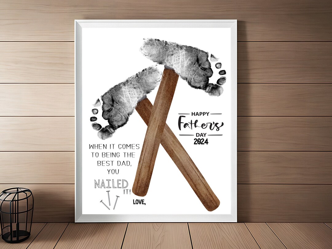 Fathers Day, Two Footprint Hammer Craft Father's Day Handprint Craft ...