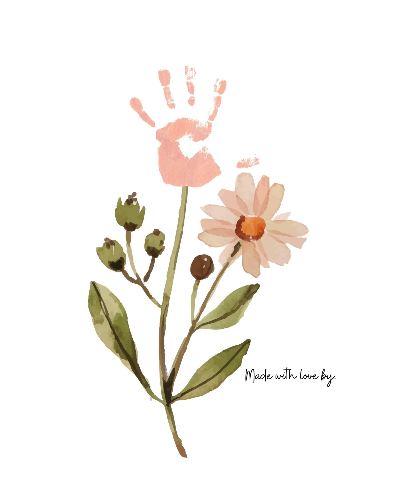 Daisy Handprint Art 8x10 and 8.5x11 - Etsy