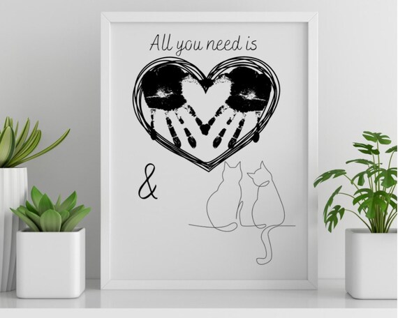 All You Need is Love & Cats Handprint Art - Etsy Australia