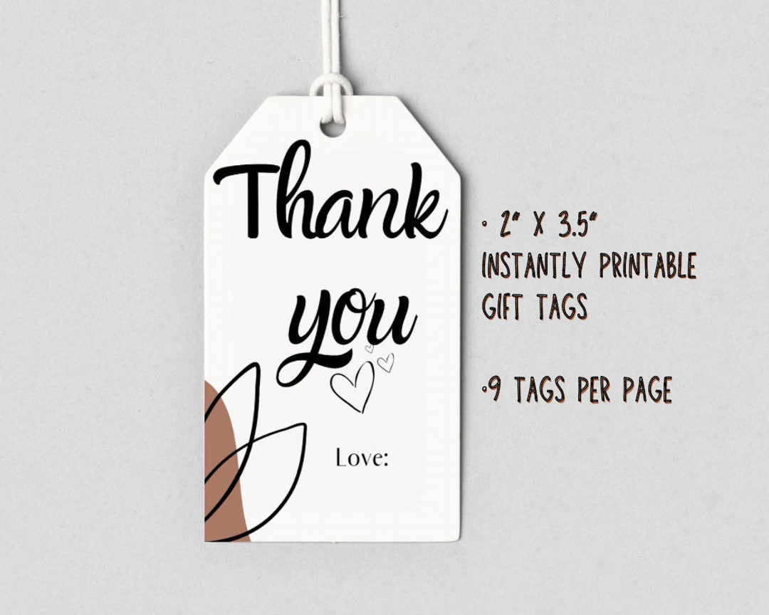 Thank You, Customizable Gift Tag, Printable Gift Tag, Instant Download ...