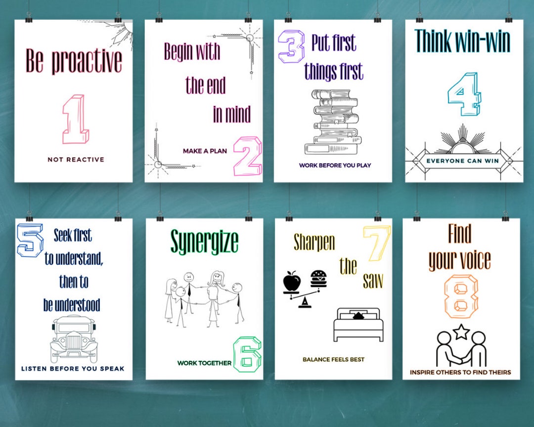 Colorful Seven Habit Poster Set, Leader in Me Printable Posters ...