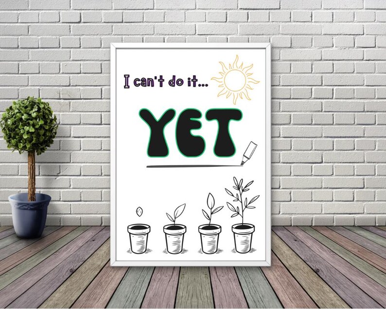 Growth Mindset Poster for Kids I Cant Do Thatyet Printable Classroom ...
