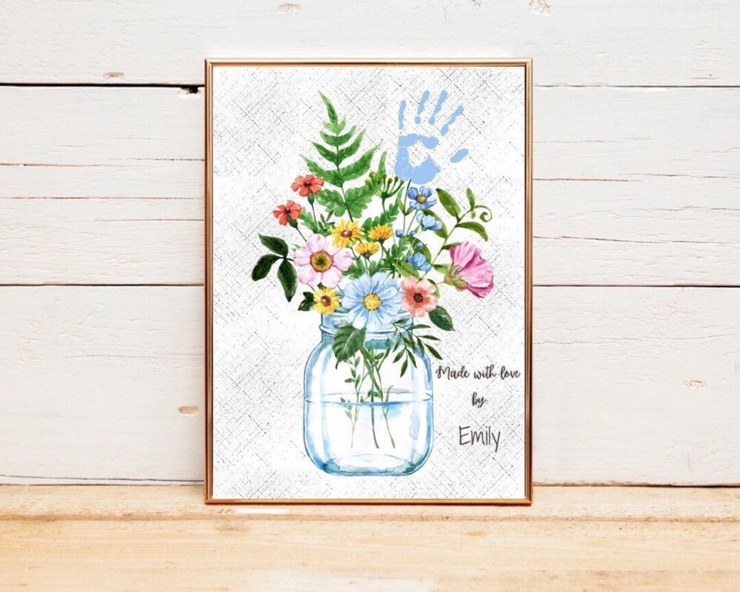 Mothers Day Flower Bouquet Handprint Art 8x10 and 8.5x11 Printable ...