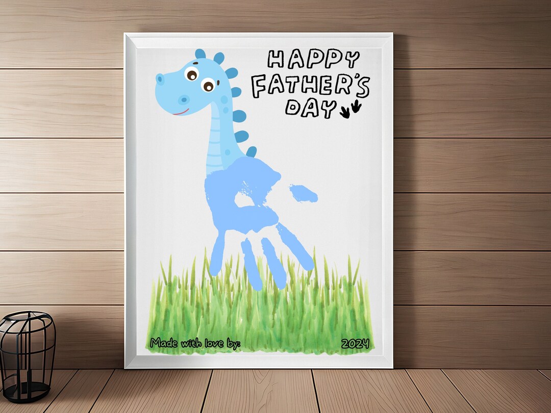 Dinosaur Handprint Art, Fathers Day Card, Father's Day Handprint Craft ...