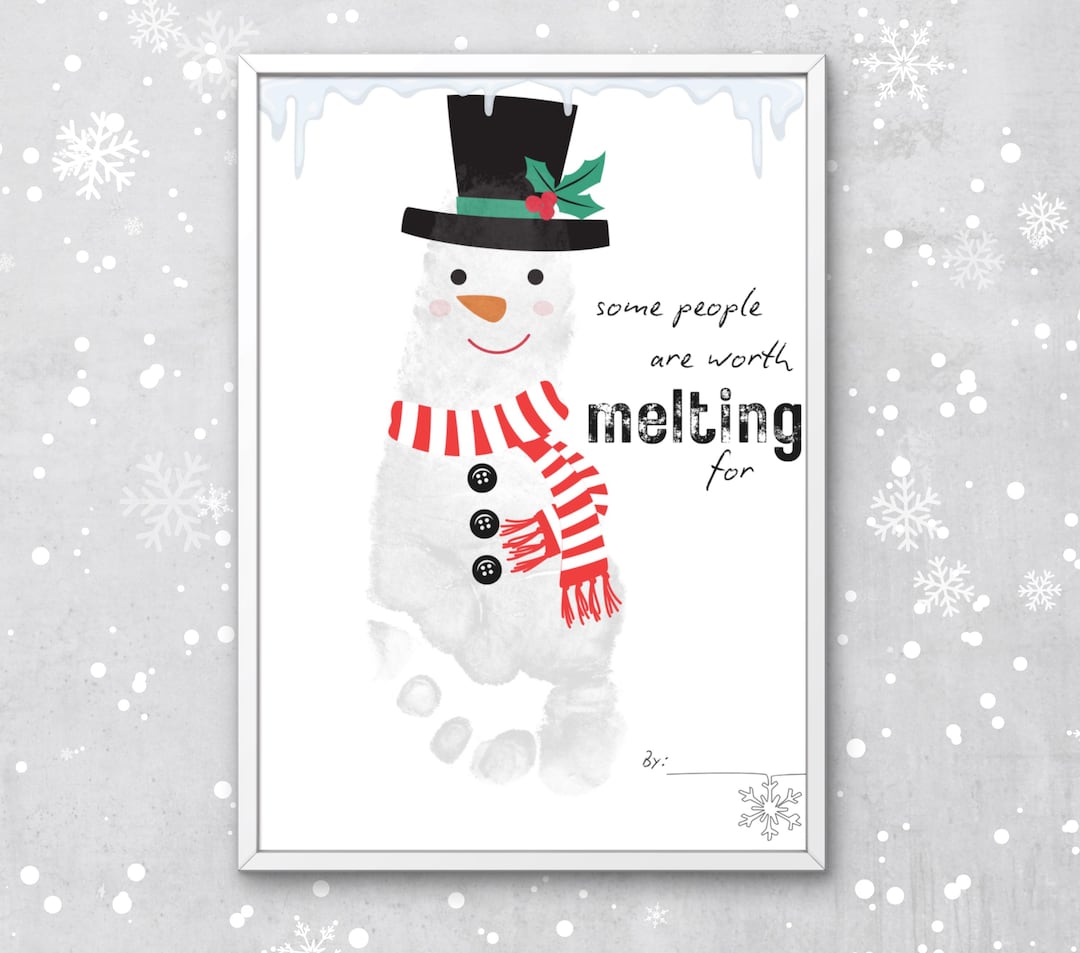 Snowman Footprint Art, Some People Are Worth Melting For, Personalized ...