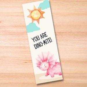 Reading Bookmark Set for Kids, Four "2x6" Printable Dinosaur Bookmarks ...
