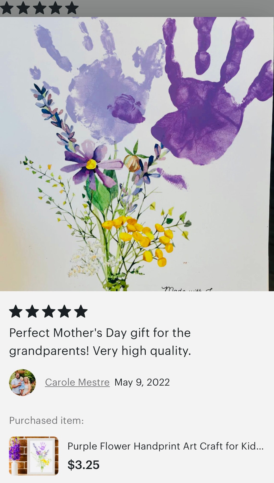 Purple Flower Handprint Art Craft for Kids8x10 - Etsy