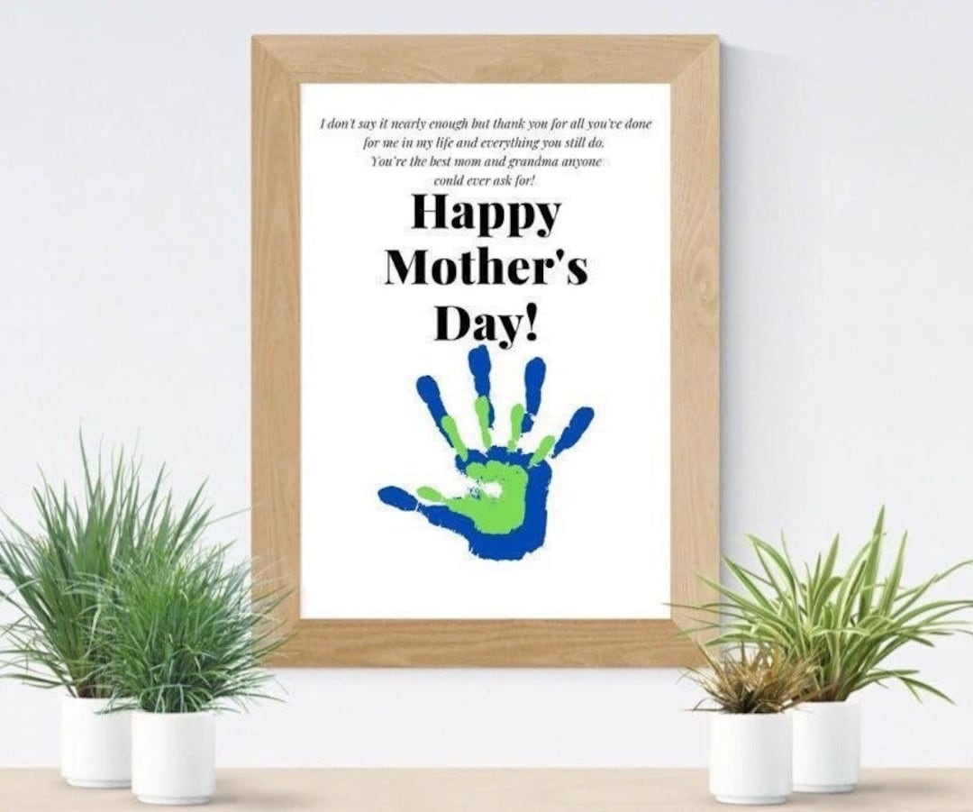 Father Son Handprint Art Keepsake, DIY Mother’s Day Gift, Handprint ...