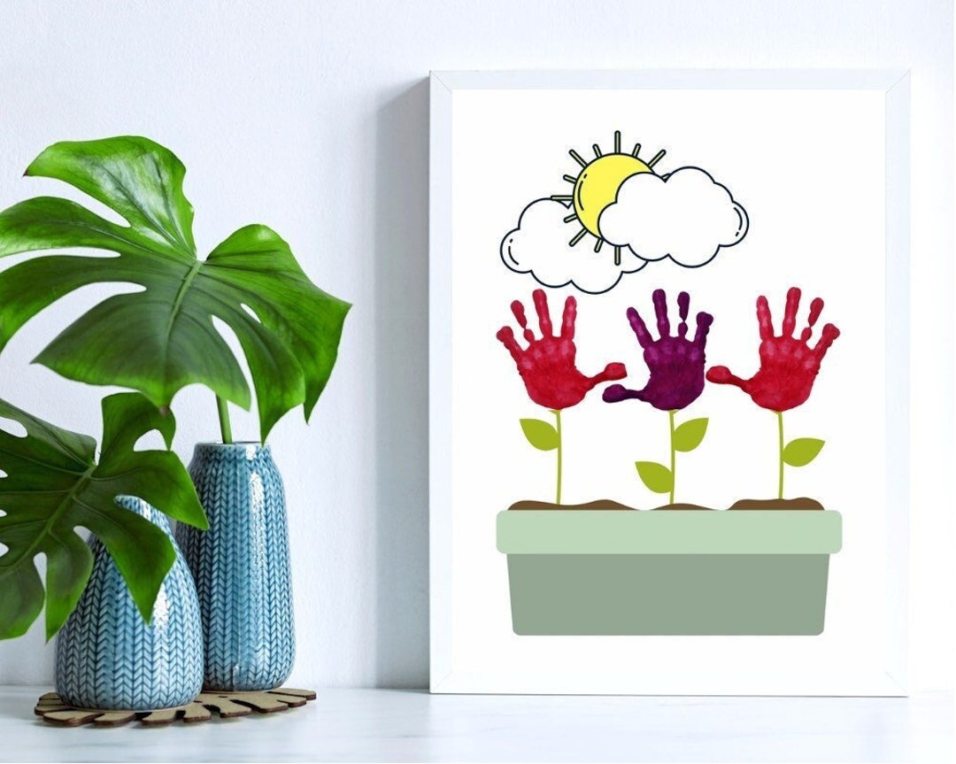 Personalized 3 Handprint Art Printable DIY Kids Craft, Instant Download ...