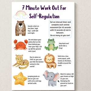 Self-regulation Workout for Kids, Self- Regulation 16 X20 Poster ...