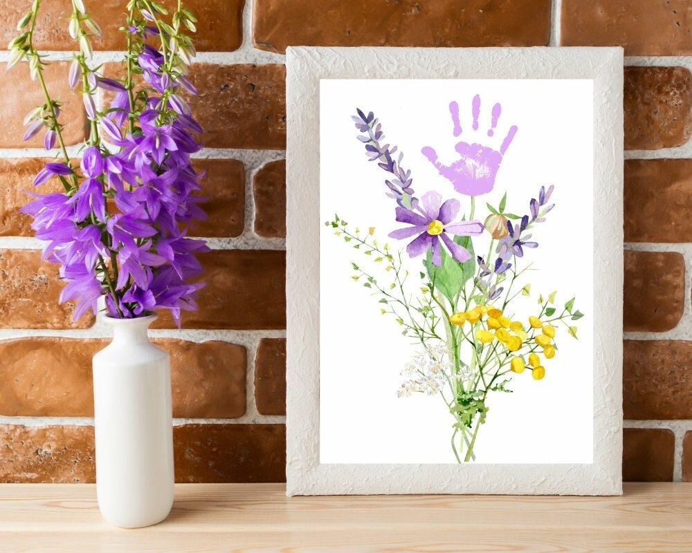 Purple Flower Handprint Art Craft for Kids8x10 - Etsy
