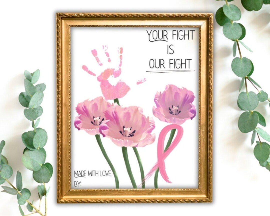 Breast Cancer Awareness Handprint Art Print, Breast Cancer Survivor ...