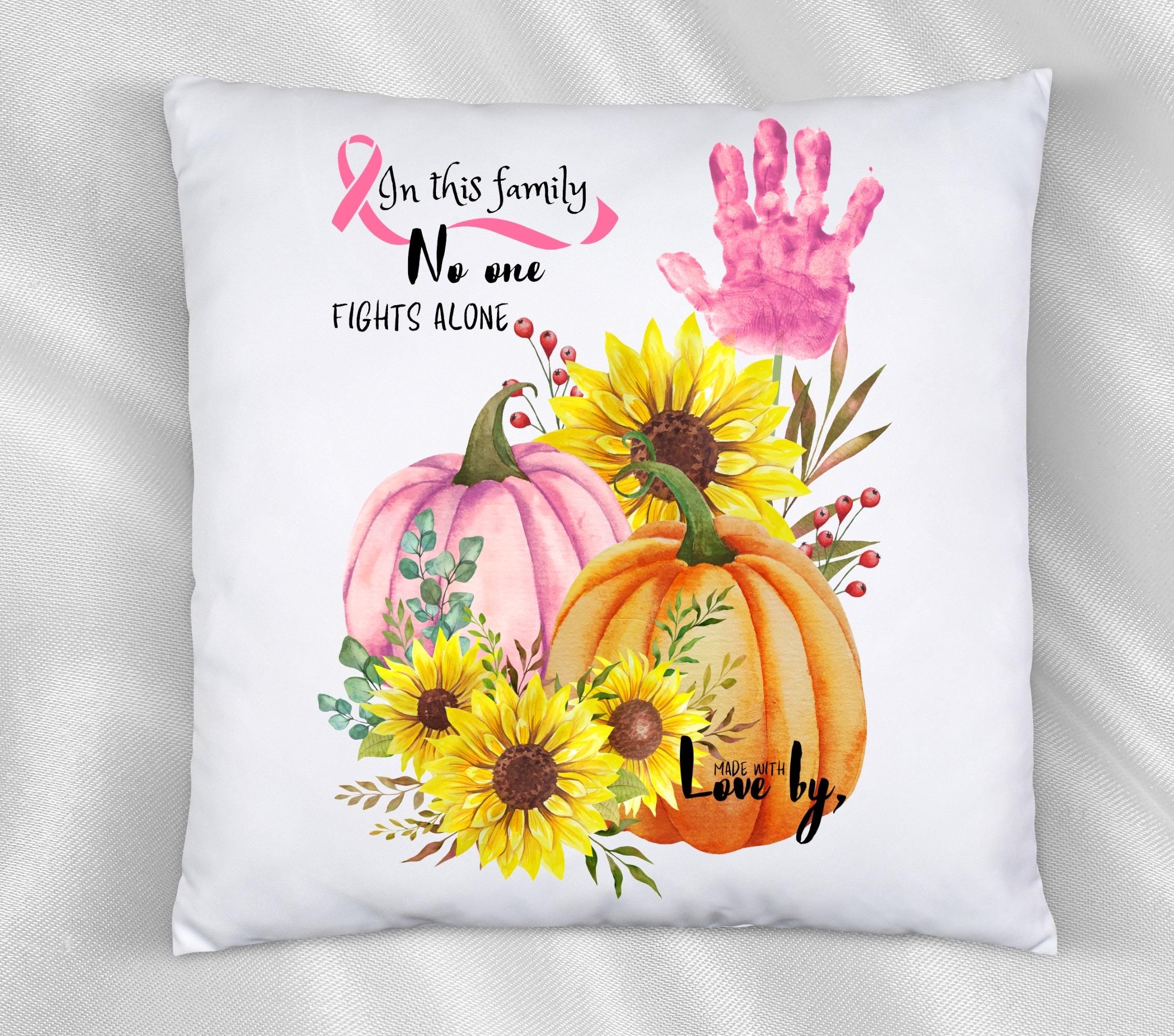 Breast Cancer Awareness Handprint Art: Pink Ribbon Gift (PDF, JPG, PNG ...