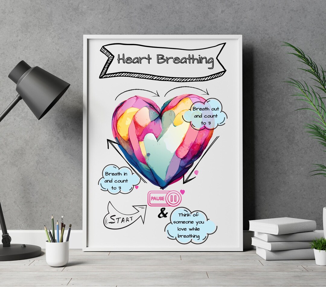 Heart Breathing Poster: Calming Corner, Mental Health Art (digital ...