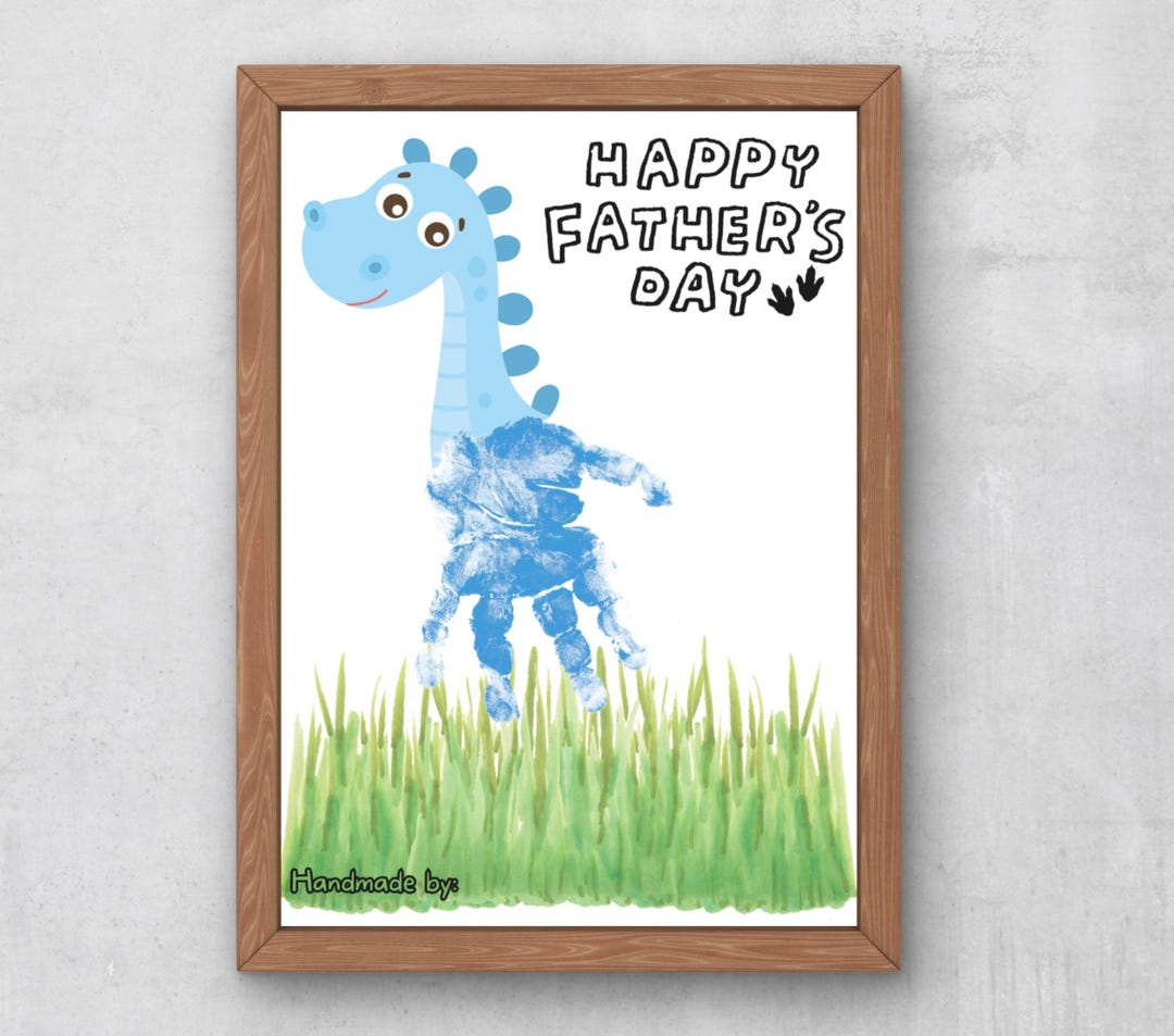 Dinosaur Handprint Art, Fathers Day Card, Father's Day Handprint Craft ...