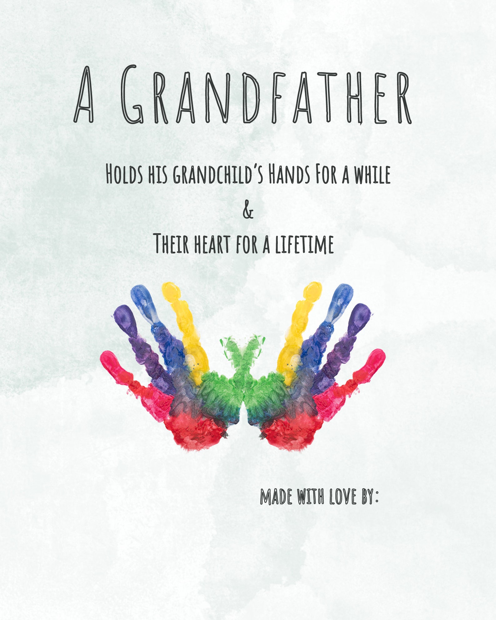Father's Day Handprint Craft & Poem for Grandpa: DIY Gift for ...
