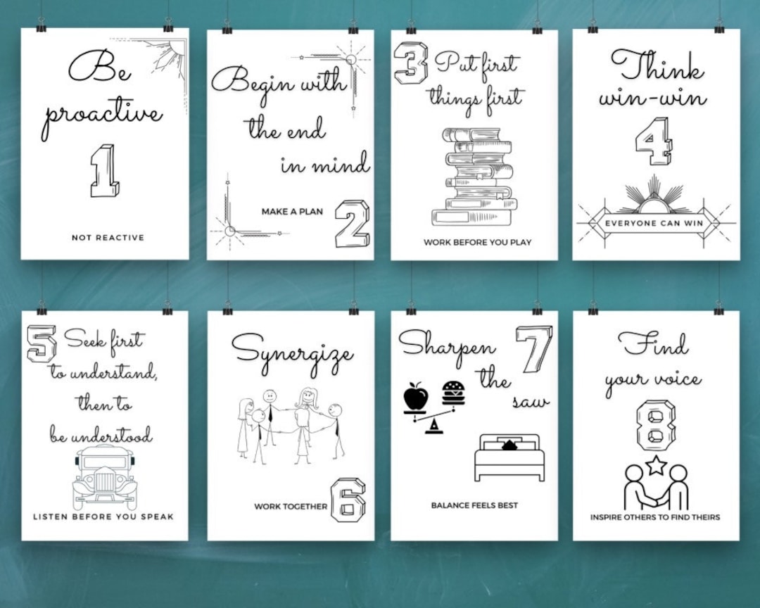 8 Habit Posters, Leader in Me Printable Poster Set, Leadership Posters ...