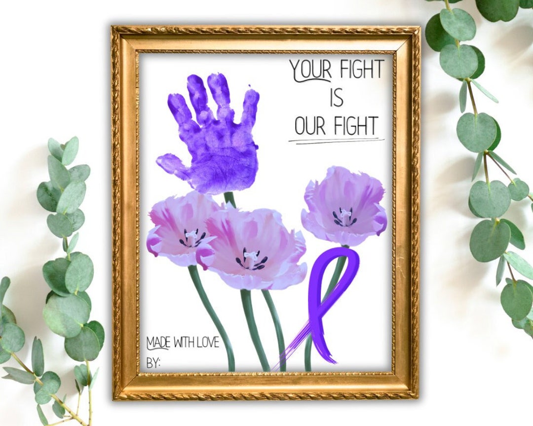 Cancer Awareness Handprint Art, Cancer Patient Gift, Cancer Ribbon ...