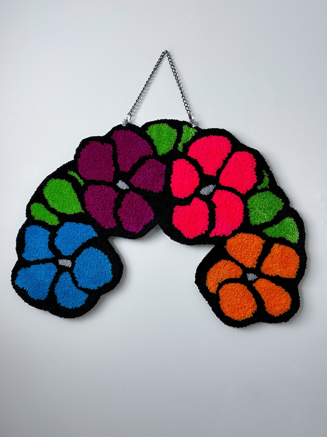 Hibiscus Summer Hawaiian Flowers Tufted Rug Neon Flowers Half Circle ...