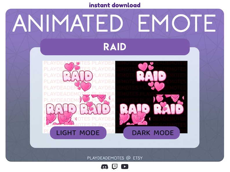 ANIMATED + STATIC Kawaii Pink Heart Pastel RAID Twitch Emote | Floating ...