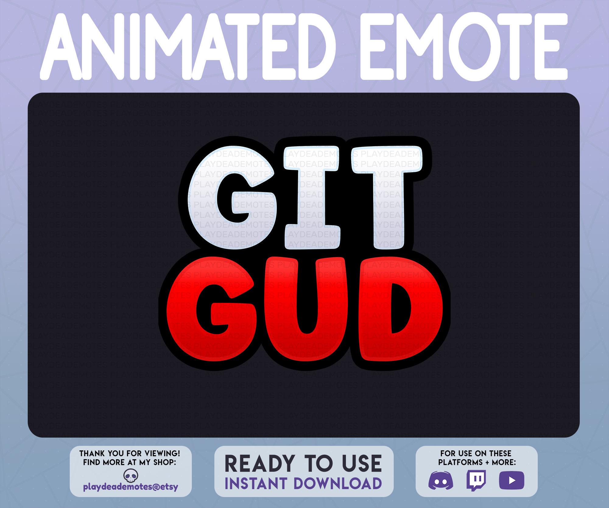 GIT GUD Animated Emote Vibrant Red Git Gud Emote, Funny Animated Red ...
