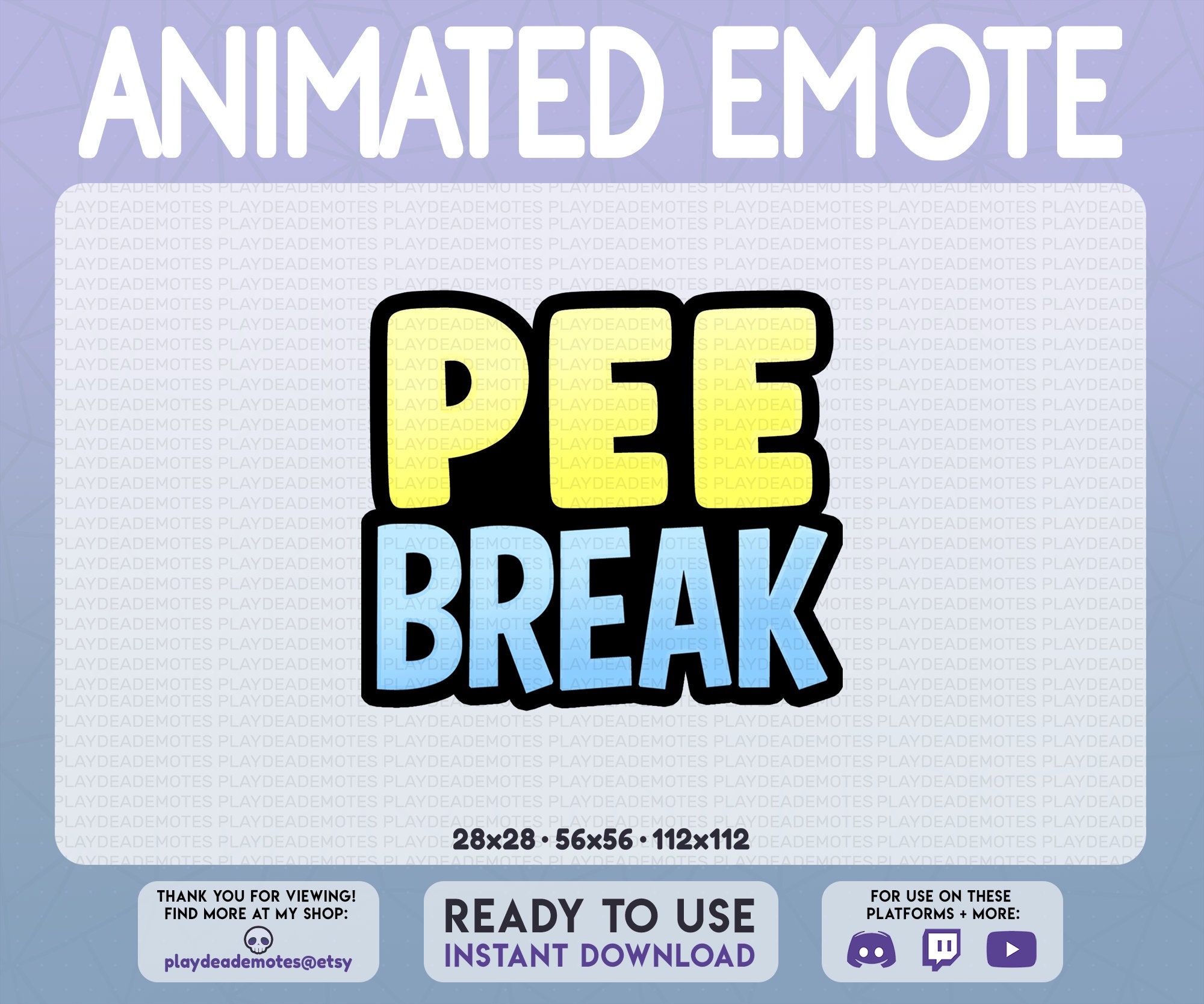 PEE BREAK Animated Emote | Cute Cheeky Pee Break Animated Emote, Bio ...
