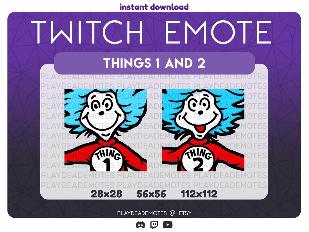 Thing 1 and Thing 2 Picture Emotes | 2-pack Matching Emote Bundle of ...
