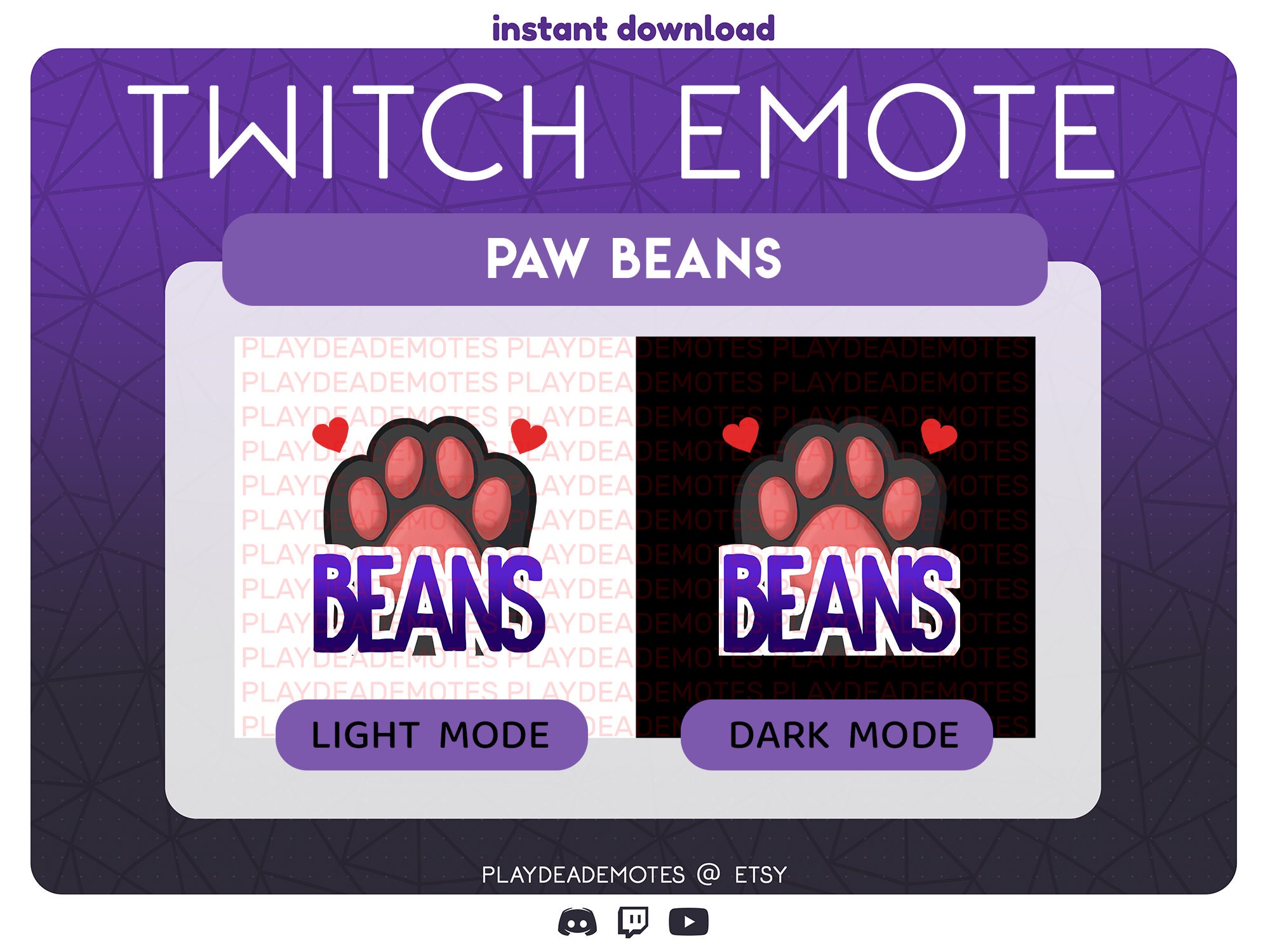 Cute Paw Beans Twitch Emote | Cat Dog Paw Beans Discord Emotes ...
