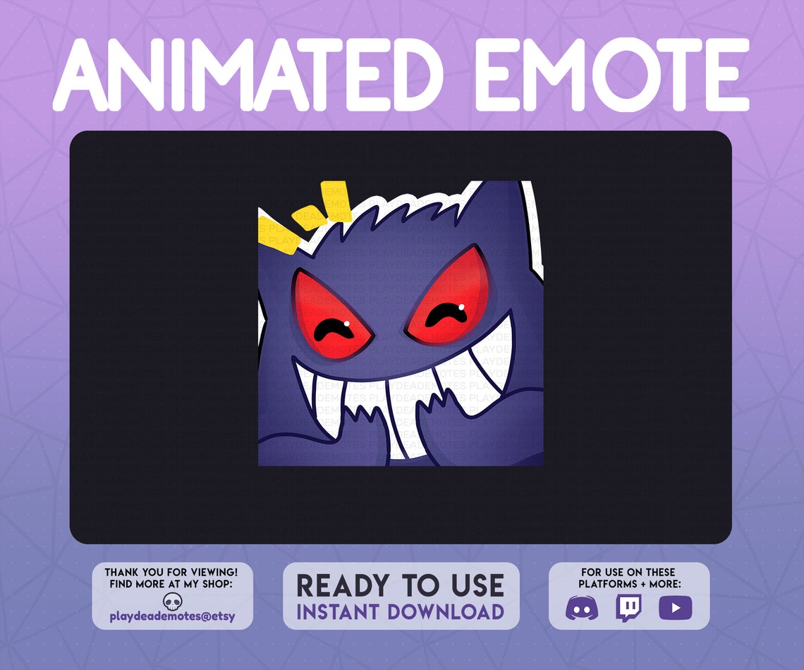 Animated Gengar Laugh Emote ANIMATED STATIC Pokemon Gengar Emote ...
