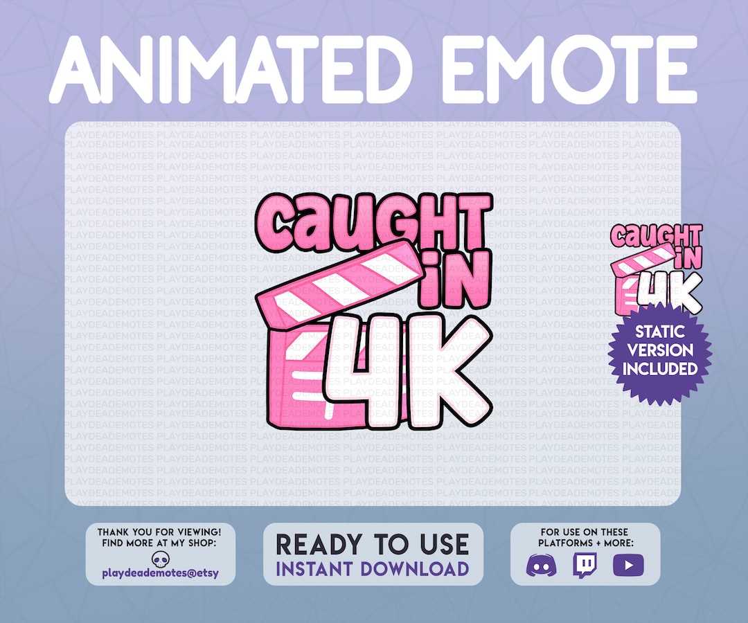 Caught in 4K Animated Emote | ANIMATED + STATIC Cute Pink 4k Emote ...