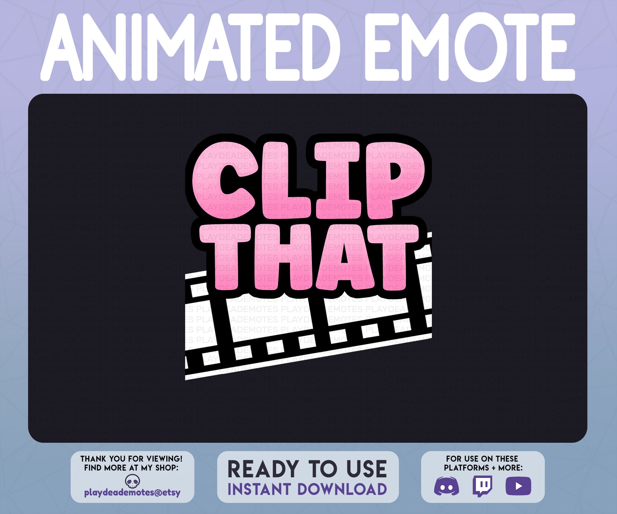 ANIMATED CLIP THAT Emote Animated Static Versions Included, Pastel Pink Clip That Clip It Emote ...