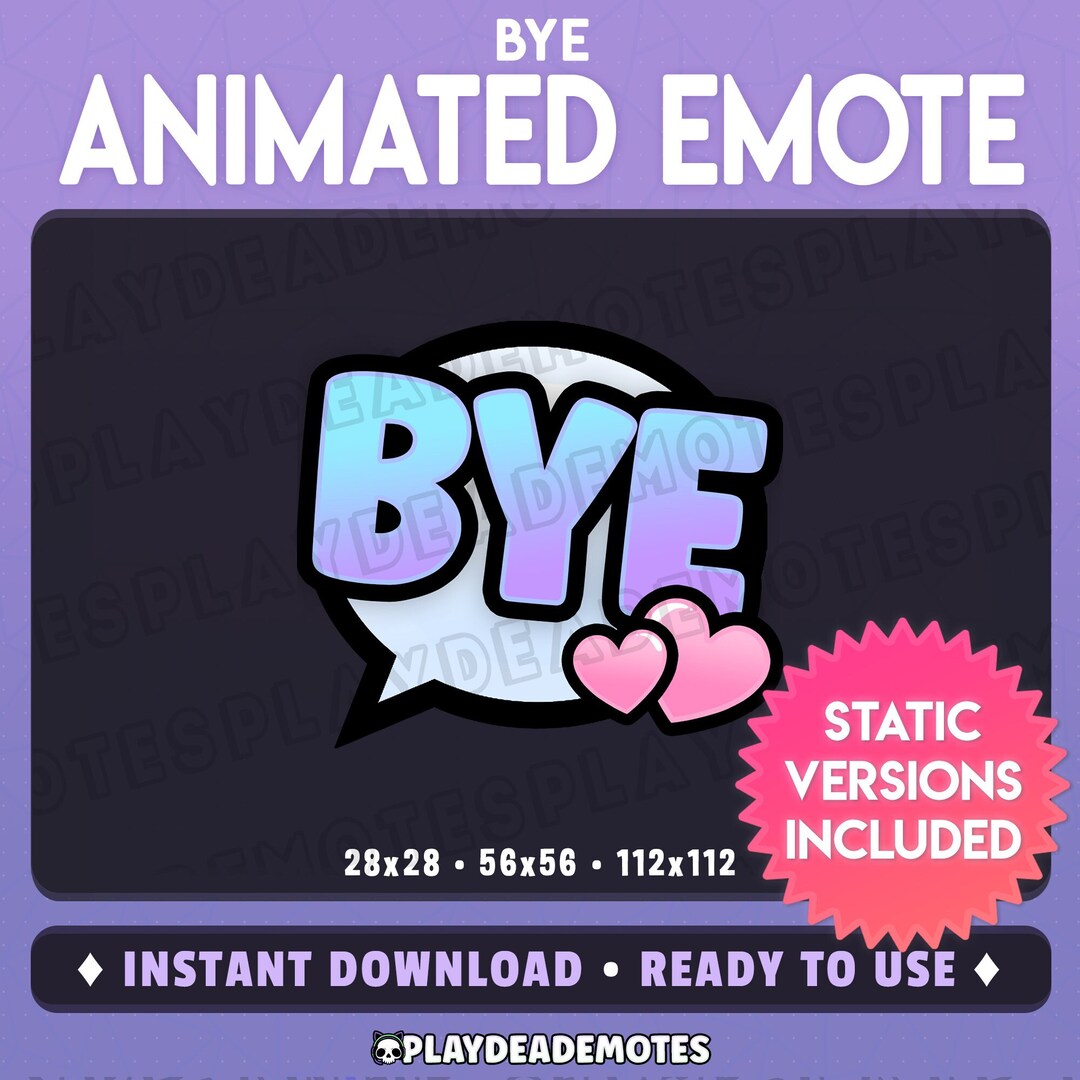 Animated BYE Emote in Soft Purple + Blue With Chat Bubble (animated ...