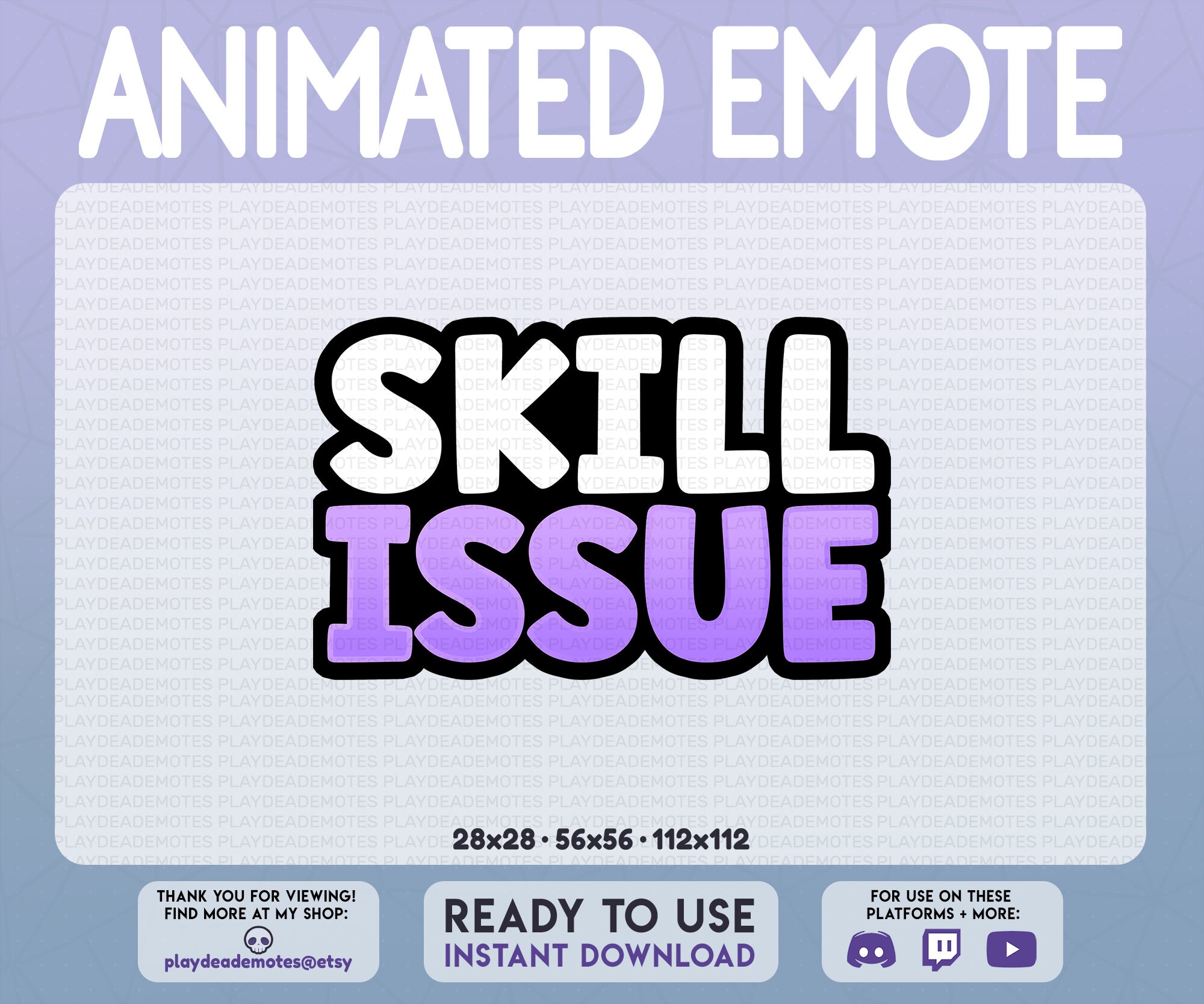 SKILL ISSUE Animated Emote Funny Violet Skill Issue Emote, Pastel ...